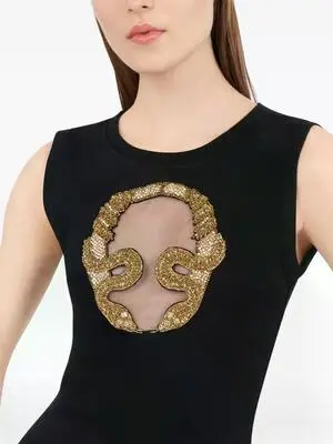 Roberto Cavalli Embroidered Cut-out Midi Dress