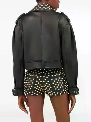 Roberto Cavalli Studded Belted Leather Jacket