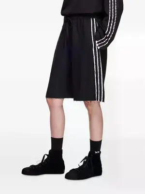 Y3 Strip-embellished Frayed Shorts