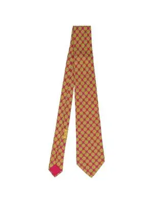 Hermès Patterned Geometrical Silk Tie - Red