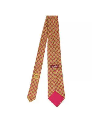 Hermès Patterned Geometrical Silk Tie - Red