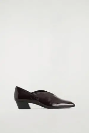Cos Angular Leather Heeled Ballerinas - Red