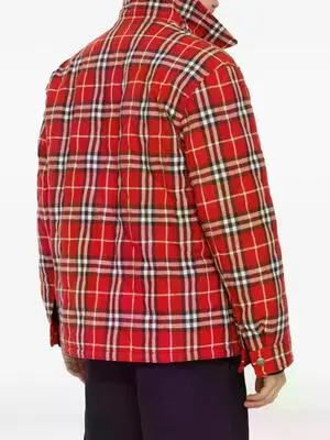 Burberry Check Quilted Wool Flannel Jacket - Red