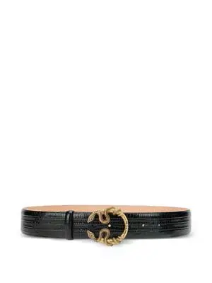 Roberto Cavalli Serpentine Buckle Leather Belt - Black