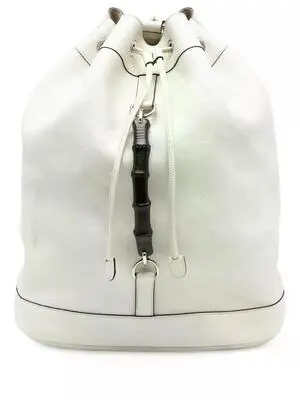 Gucci Leather Bamboo Drawstring Backpack