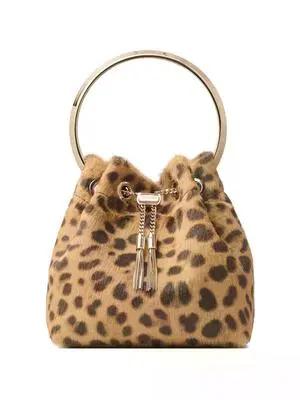 JIMMY CHOO Bon Bon Leopard-print Mini Bag With Circle Handle - Neutrals