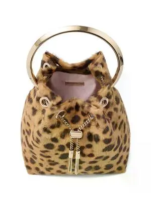 JIMMY CHOO Bon Bon Leopard-print Mini Bag With Circle Handle - Neutrals