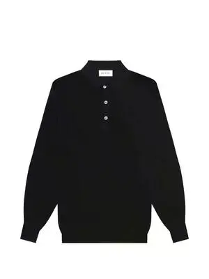 Place Of Ëlms Long-sleeve Logo-embroidered Polo Shirt - Black