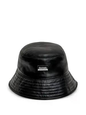 PLACE OF ËLMS Engraved Leather Bucket Hat - Black