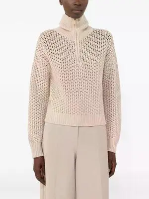 Max Mara Zip-up Open-knit Polo Shirt