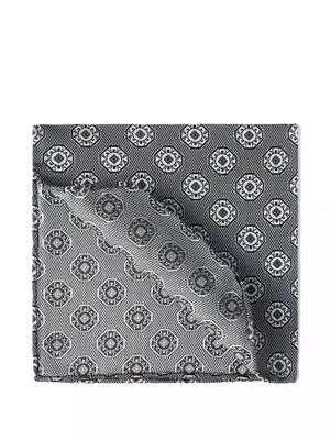 Brunello Cucinelli Medallion-print Silk Pocket Square - Grey