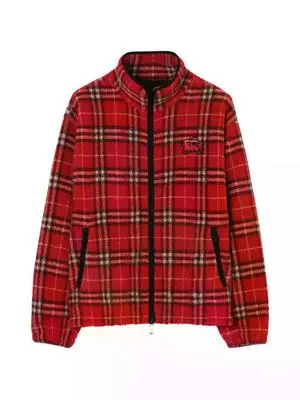 Burberry Check Fleece Funnel-neck Jacket - Red