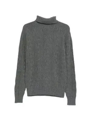 John Richmond Patterned Roll-neck Sweater - Grey