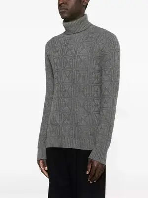 John Richmond Patterned Roll-neck Sweater - Grey