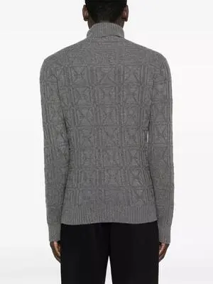 John Richmond Patterned Roll-neck Sweater - Grey