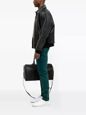 Place Of Ëlms Debossed Leather Bomber Jacket