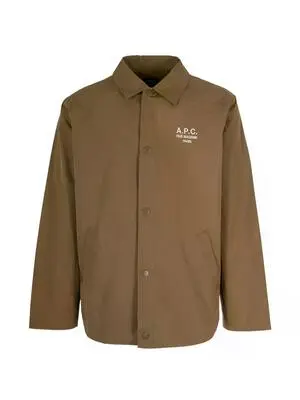 A.p.c. Buttoned Logo Detail Shirt Jacket - Brown