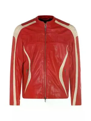 DIESEL® Color-block Leather Biker Jacket