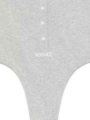 Versace Ribbed Knit Bodysuit With Button Detail