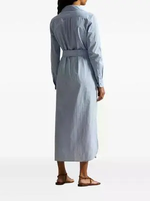 Polo Ralph Lauren Striped Belted Midi Shirt Dress - Blue