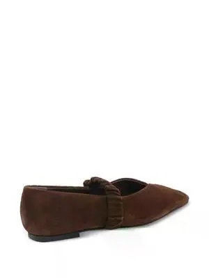 ALOHAS Square-toe Ruched Ballet Flats - Brown
