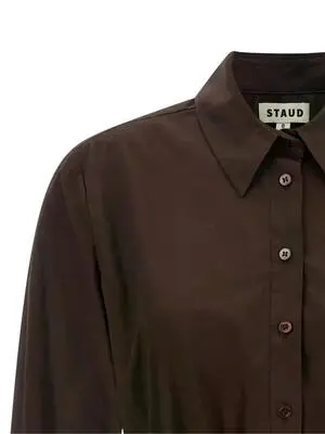Staud Rocco Long-sleeve Midi Shirt Dress