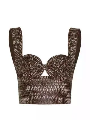 ANDRES OTALORA Seam-details Cropped Top - Brown