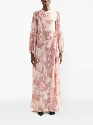 Erdem Floral-print Silk Gown - Neutrals