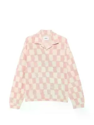BONSAI Oversized Chequered Long-sleeve Sweater - Pink