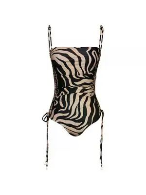 Johanna Ortiz Tarangire Zebra-pattern One Piece - Black