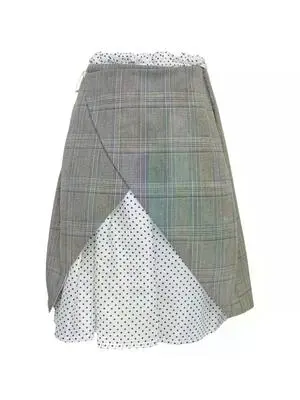 PUSHBUTTON Checked-overlay Polka-dot Skirt