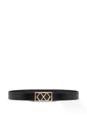 Place Of Ëlms Reversible Leather Belt With Diamond Buckle - Black