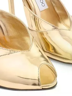 JIMMY CHOO Brigitte 100 Peep-toe Mules - Gold