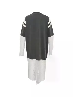 PUSHBUTTON Stripe-detail Lace-layer T-shirt