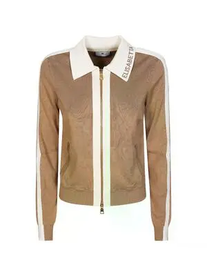 Elisabetta Franchi Zip Collared Cardigan With Logo Detail