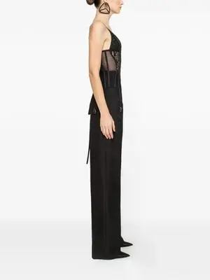 NISSA Lace-insert Tulle Top
