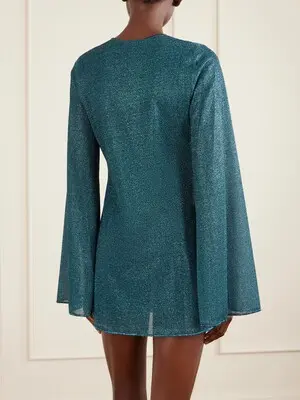 Oseree Lumière Embellished Metallic Stretch-knit Kaftan - Blue