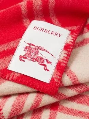 Burberry Checked Wool Scarf - Red