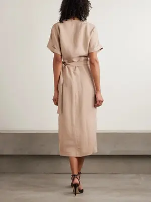 Brunello Cucinelli Bead-embellished Woven Midi Wrap Dress - Neutrals