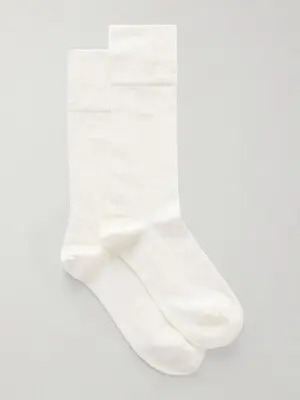 CDLP Set Of Six Ribbed Cotton-blend Socks - White