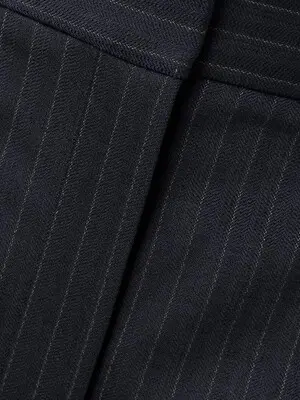 Khaite Linden Tiered Pinstriped Herringbone Twill Wide-leg Pants - Blue