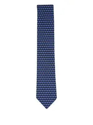 Zegna Leaf Print Tie - Blue