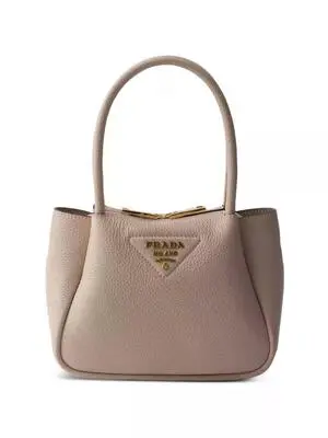 Prada Mini Leather Tote - Neutrals