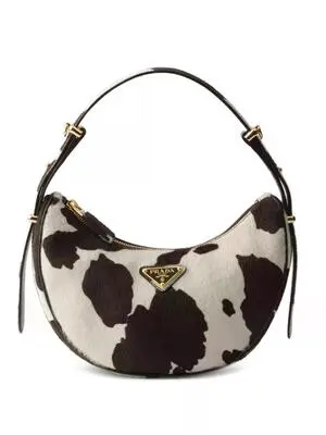 Prada Mini Arqué Printed Leather Shoulder Bag - White