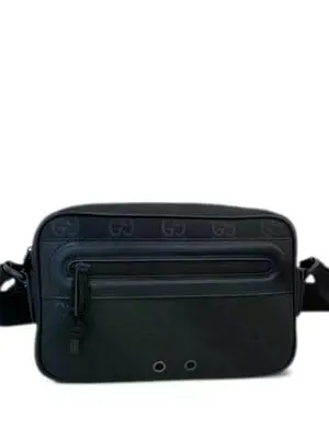 Gucci Monogram Embossed Messenger Bag - Blue