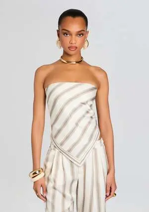 SEROYA Hark Satin Top - Sand Eggshell