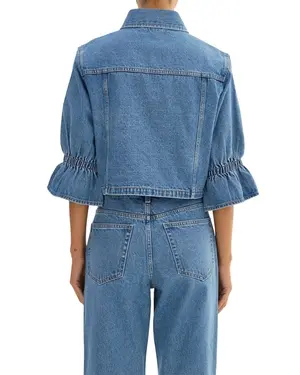 LAMARQUE Ruffle Sleeve Denim Jacket