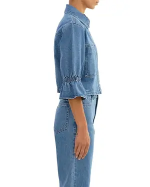 LAMARQUE Ruffle Sleeve Denim Jacket