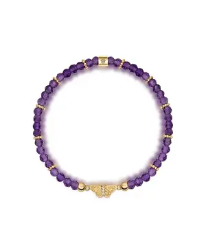 KARMA AND LUCK Amethyst Butterfly Charm Bracelet - Purple/gold