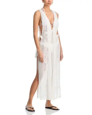 Farm Rio Embroidered Dress Swim Cover-up - White